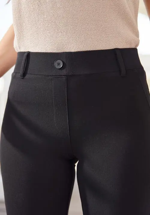 Betabrand Classic Kick Flare Crop Stretch Ponte Pants