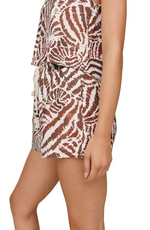 Bella Dahl Tie Waist Printed Shorts - Abstract Shell Print