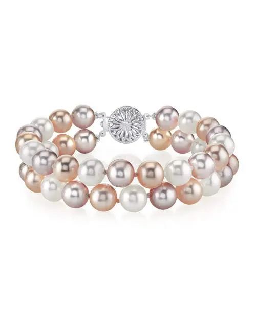 THE PEARL SOURCE Multicolor Freshwater Double Pearl Bracelet - Multi Pearl