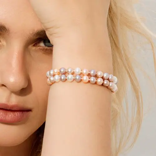 The Pearl Source Multicolor Freshwater Double Pearl Bracelet