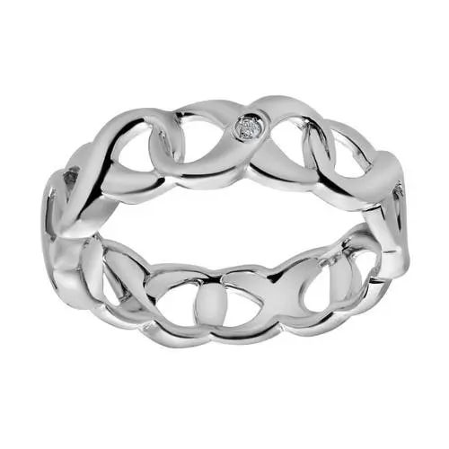 LUVMYJEWELRY Brielle Sterling Silver 0.02 Ct Diamond Link Band Ring - 925 Sterling Silver