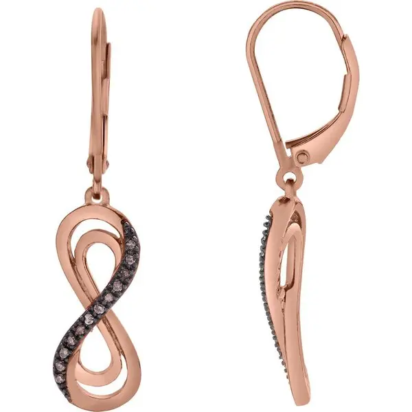 LUVMYJEWELRY Vireya Sterling Silver 0.08 Ct Diamond Infinity Dangle Earrings - Pink Rhodium Sterling Silver