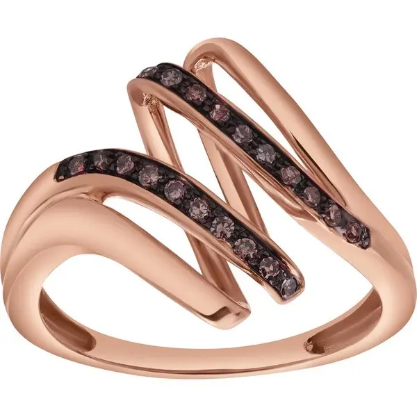 LUVMYJEWELRY Melrose Sterling Silver 0.13 Ctw Diamond Multi-band Ring - Pink Rhodium Sterling Silver