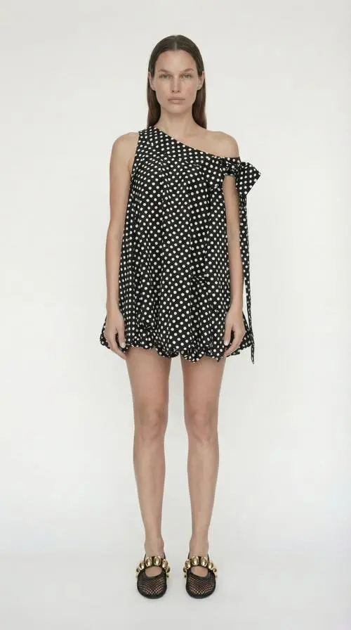 ELEXIAY Bow Bubble Polka Dot Dress