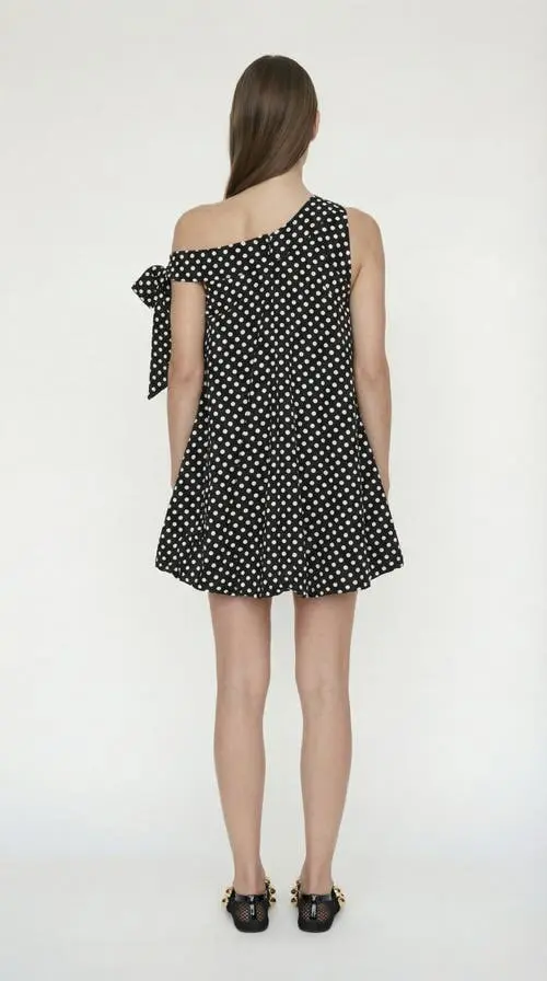 ELEXIAY Bow Bubble Polka Dot Dress