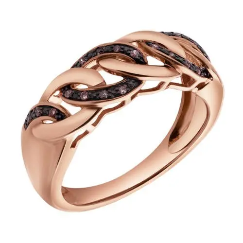 LUVMYJEWELRY Marvella Sterling Silver 0.07 Ct Diamond Link Ring - Pink Rhodium Sterling Silver