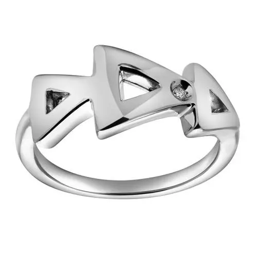 LUVMYJEWELRY Jolie Sterling Silver 0.01 Ct Diamond Geometric Ring - 925 Sterling Silver