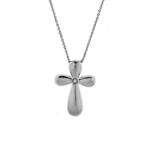 LUVMYJEWELRY Rosina Sterling Silver 0.01 Ct Diamond Cross Pendant - 925 Sterling Silver