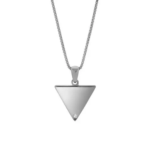 LUVMYJEWELRY Sterling Silver Diamond Triangle Pendant Necklace - 925 Sterling Silver
