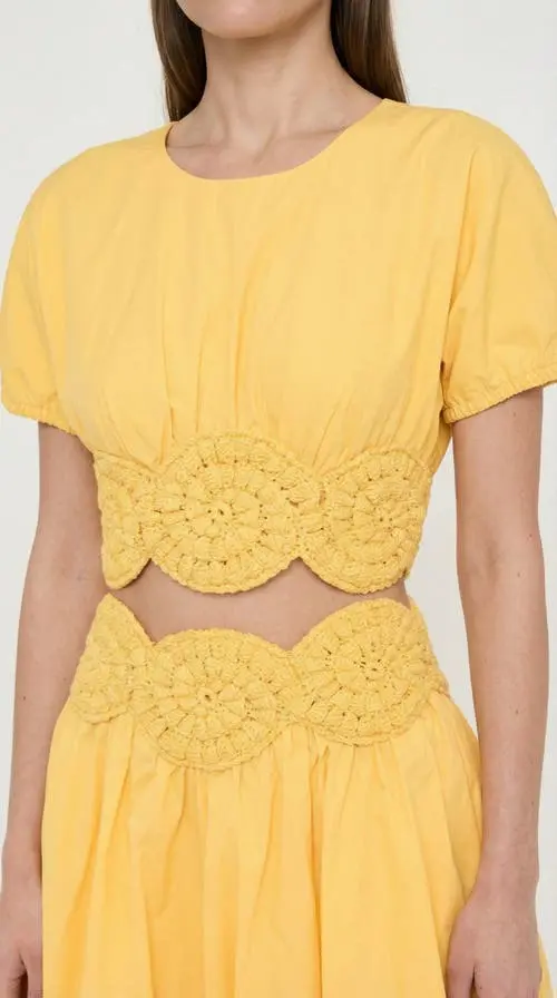 ELEXIAY Amara Crochet Cotton Poplin Top