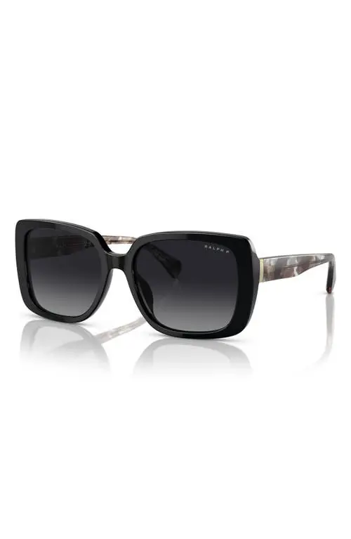 Ralph Lauren Polarized Rectangle Sunglasses - Shiny Black/gradient Grey