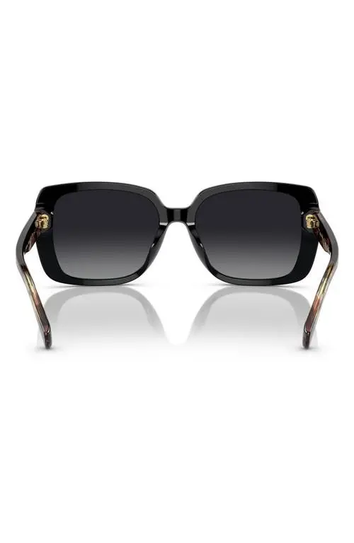 Ralph Lauren Polarized Rectangle Sunglasses - Shiny Black/gradient Grey
