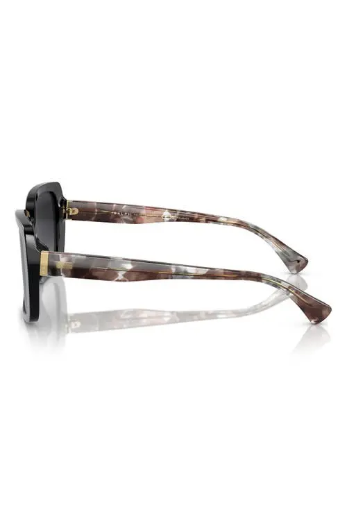 Ralph Lauren Polarized Rectangle Sunglasses - Shiny Black/gradient Grey