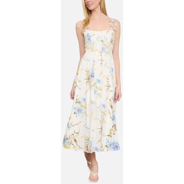 BLU PEPPER Floral Print Sleeveless Maxi Dress - Ivory Multi