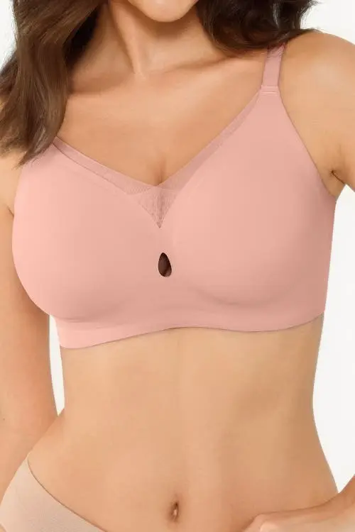 POPILUSH Seamless Wireless Jelly Leopard Contour Minimizer Support Bra - Dusty Rose