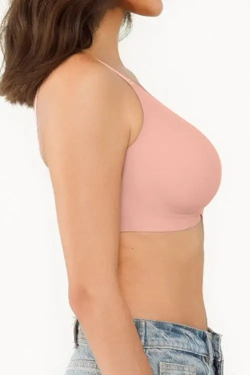 POPILUSH Seamless Wireless Jelly Leopard Contour Minimizer Support Bra - Dusty Rose