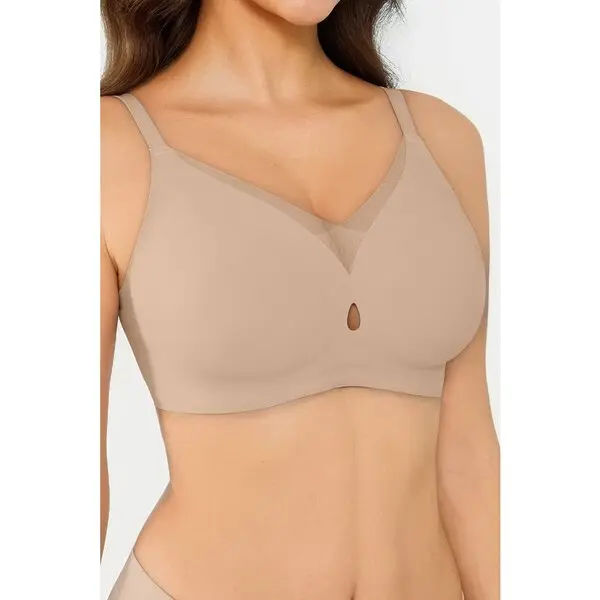 POPILUSH Seamless Wireless Jelly Leopard Contour Minimizer Support Bra - Skin