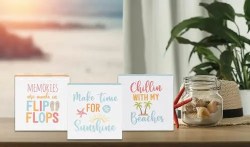 C&F HOME Memories Are Mae In Flip Flops" Single Shelf Sitter Block 4.75