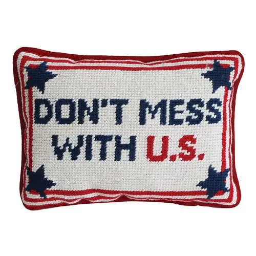 C&F HOME Patriotic "don't Mess With U.s." Needlepoint Mini Accent Pillow - Blue