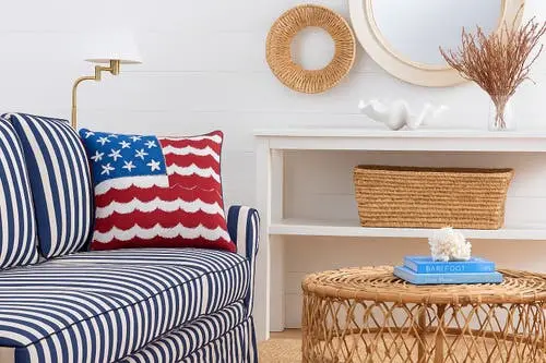 C&F HOME Stars & Stripes American Flag Waves 100% Cotton Accent Throw Pillow 18" X 18