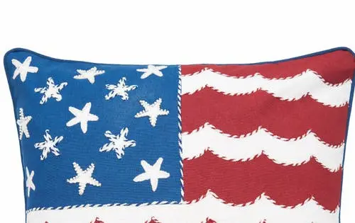 C&F HOME Stars & Stripes American Flag Waves 100% Cotton Accent Throw Pillow 18" X 18