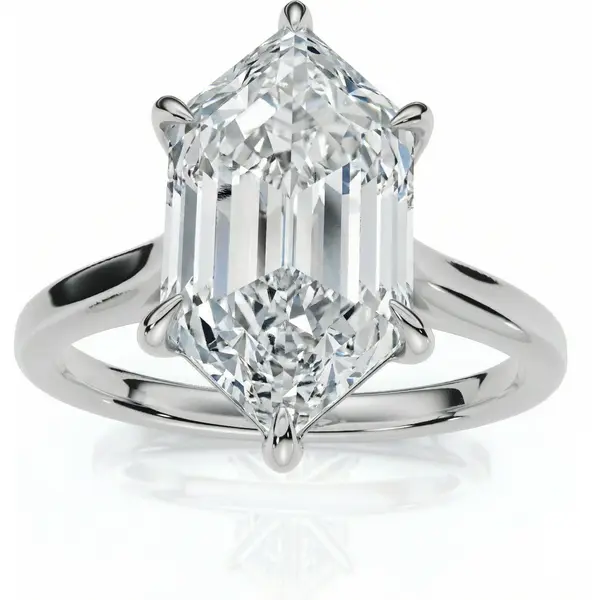 BLISS DIAMOND 3ct Vireo Elongated Hexagon Lab-grown Diamond Engagement Ring In 14k Gold - 14k White Gold