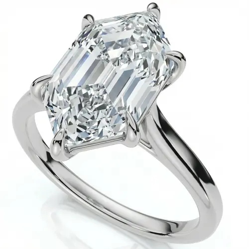 BLISS DIAMOND 3ct Vireo Elongated Hexagon Lab-grown Diamond Engagement Ring In 14k Gold - 14k White Gold