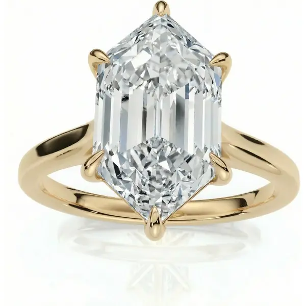 BLISS DIAMOND 3ct Vireo Elongated Hexagon Lab-grown Diamond Engagement Ring In 14k Gold - 14k Yellow Gold
