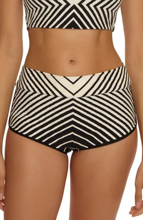 Trina Turk Textured Stripe Swim Shorts - Black/vanilla