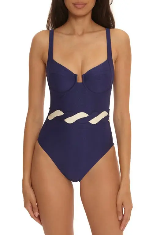 Trina Turk Sailing Wave Underwire One-piece Swimsuit - Navy