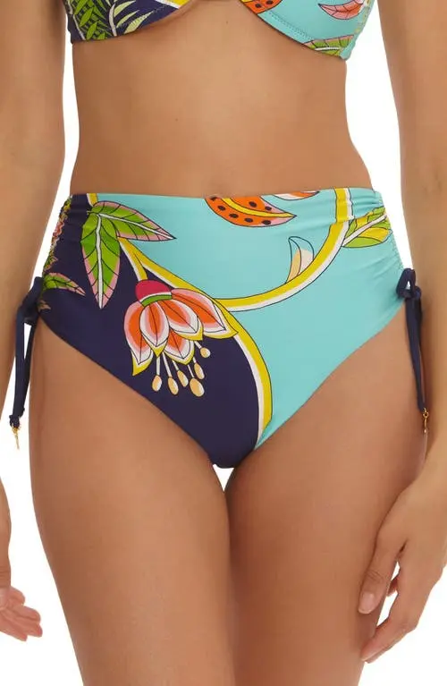 Trina Turk Flamingo High Waist Bikini Bottoms - Blue Mutli