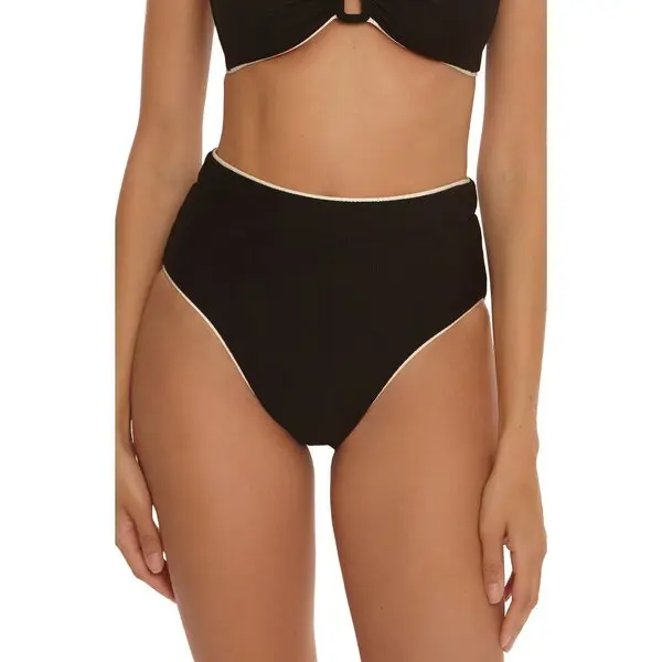 Trina Turk Corinth High Waist Bikini Bottoms - Black/vanilla