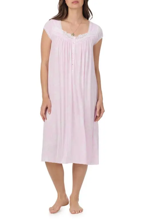 Eileen West Waltz Cap Sleeve Nightgown - Pink/fl