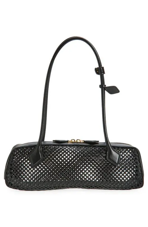 Alaïa Le Teckel East/west Woven Leather Shoulder Bag - Noir