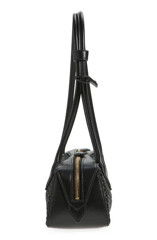 Alaïa Le Teckel East/west Woven Leather Shoulder Bag - Noir