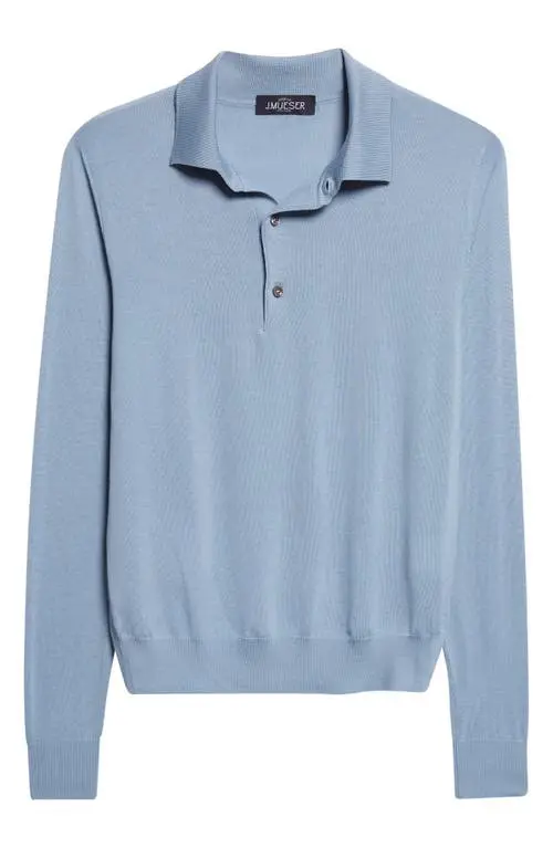 J. MUESER Wish Merino Wool Polo Sweater - Lt Blue