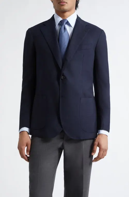 J. MUESER Hopsack Blazer - Navy