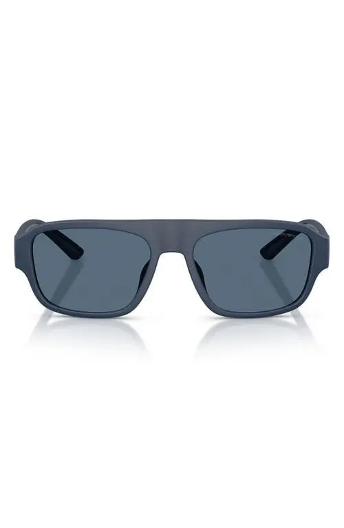 Emporio Armani Rectangle Sunglasses - Rubberized Matte Blue/blue