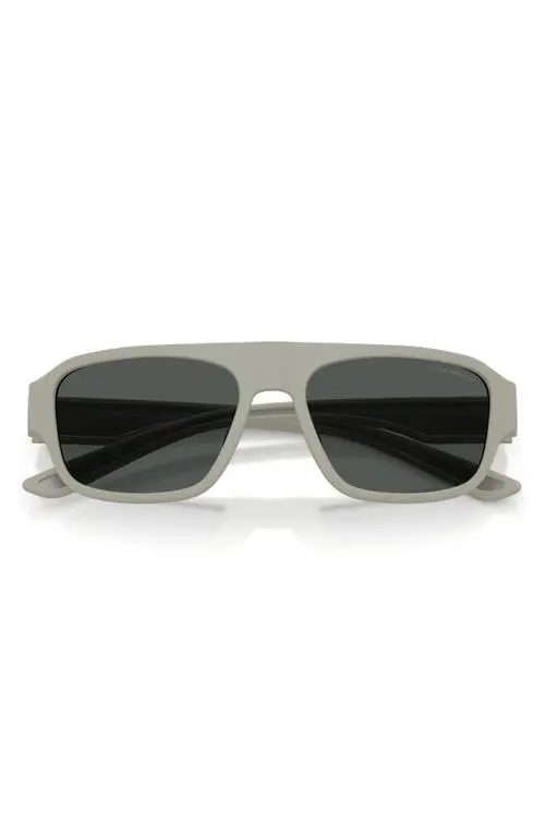 Emporio Armani Rectangle Sunglasses - Rubberized Matte Grey/grey