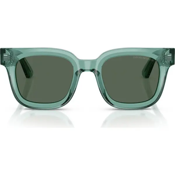 Emporio Armani Square Frame Sunglasses - Shiny Transparent Green