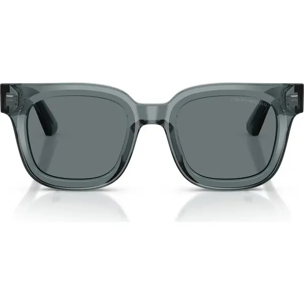 Emporio Armani Square Frame Sunglasses - Shiny Transparent Grey/blue