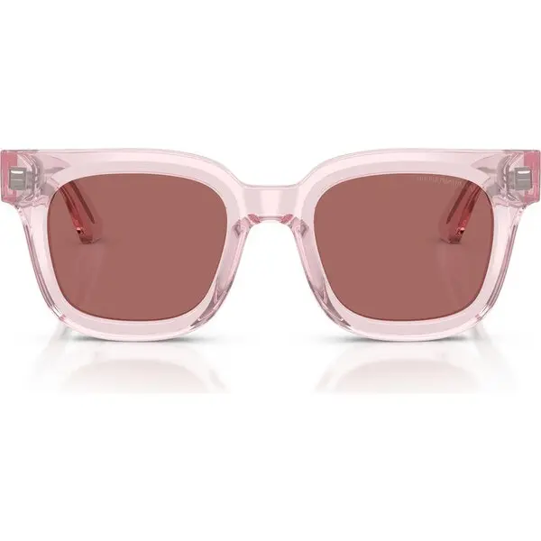 Emporio Armani Square Frame Sunglasses - Shiny Transparent Pink/brown