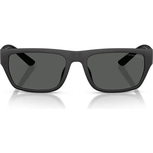 Emporio Armani Rectangle Sunglasses - Rubberized Matte Black/grey