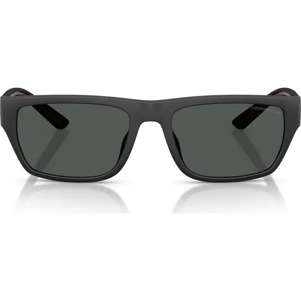 Emporio Armani Rectangle Sunglasses - Rubberized Matte Black/grey