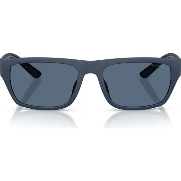 Emporio Armani Rectangle Sunglasses - Rubberized Matte Blue/blue