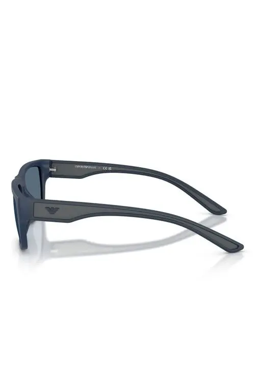 Emporio Armani Rectangle Sunglasses - Rubberized Matte Blue/blue