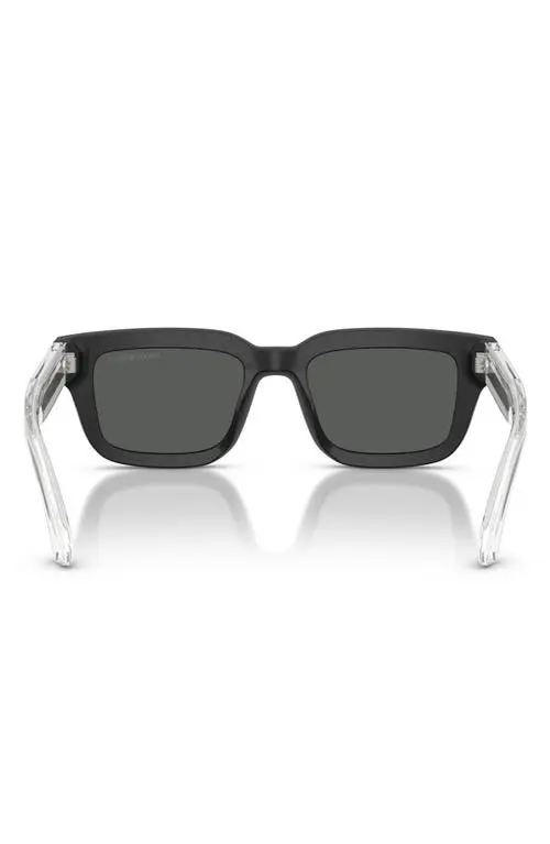 Emporio Armani Rectangle Full Rim Sunglasses - Matte Black/dark Grey