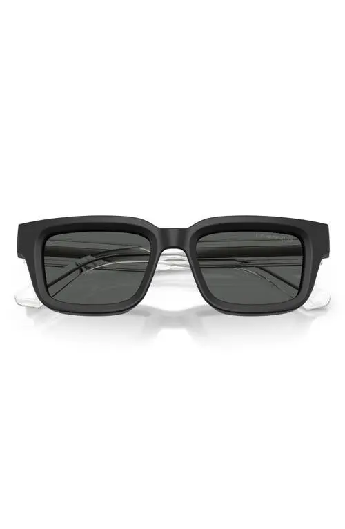 Emporio Armani Rectangle Full Rim Sunglasses - Matte Black/dark Grey