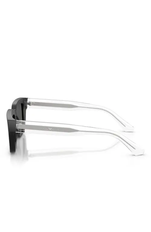 Emporio Armani Rectangle Full Rim Sunglasses - Matte Black/dark Grey