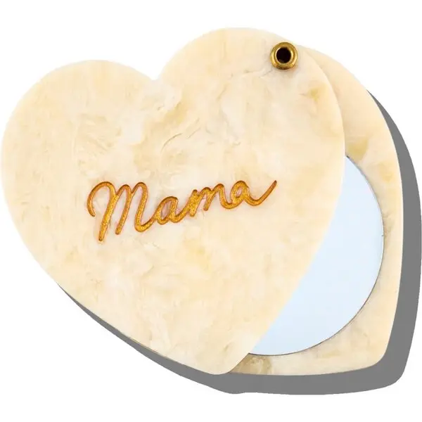 SOLAR ECLIPSE Mama Heart Hand Painted Compact Mirror - Cream